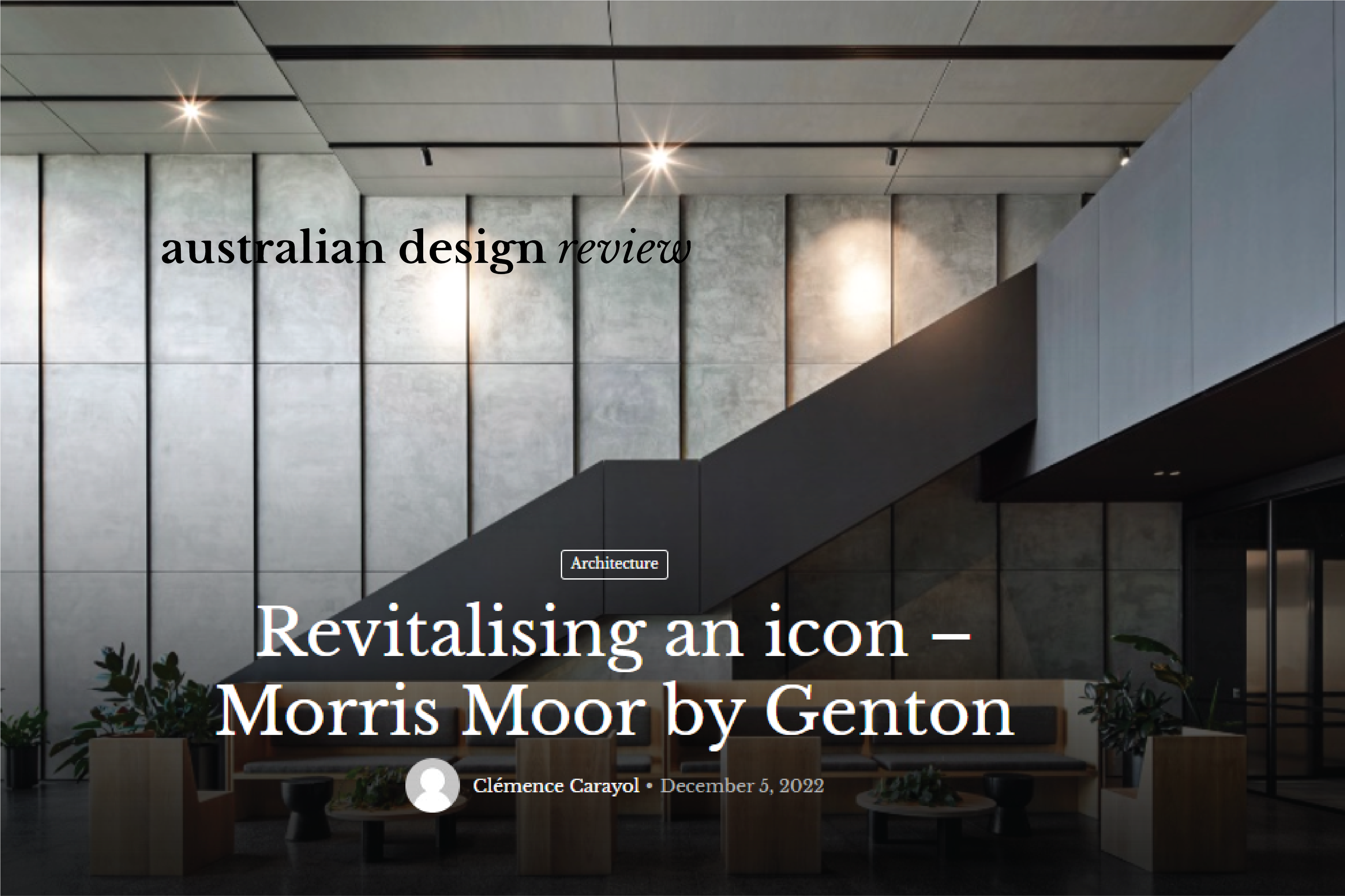 Australian Design Review featuring Morris Moor - Genton